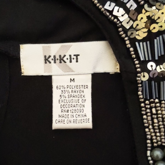 KIKIT | Tops | Kikit Tunic Black Top With Jeweled Collar Ml | Poshmark